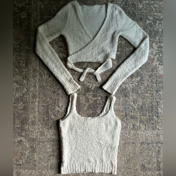 SKIMS | Sweaters | Skims Cream Knit Wrap Ballet Sweater And Cozy Tank ...